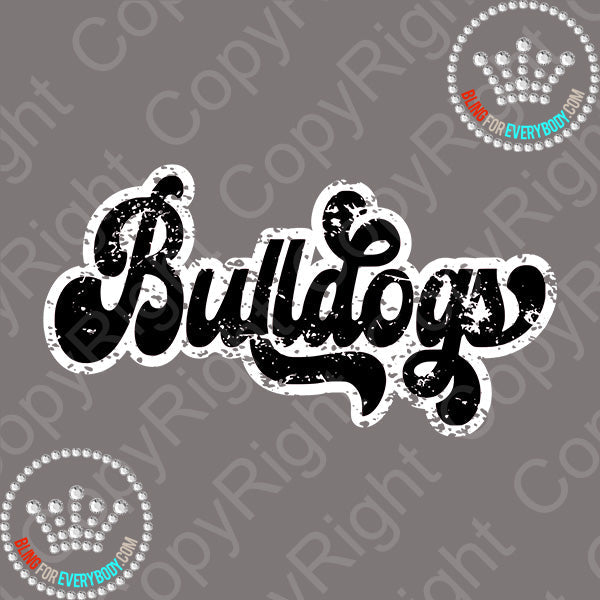 Bulldogs Black Vintage Cursive DTF Transfer #25349 – Bling for Everybody